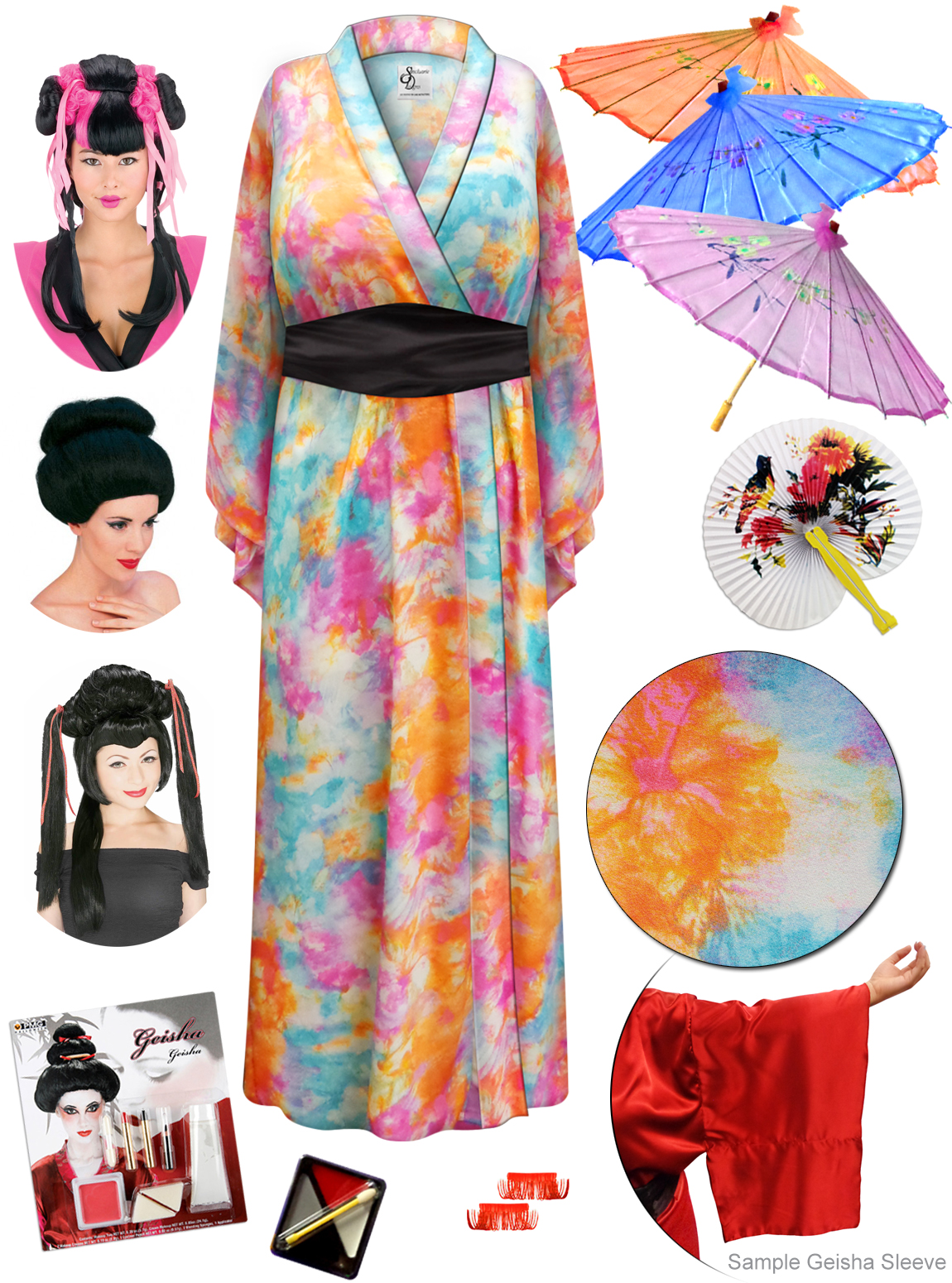 SALE! Chalky Florals Print Geisha Costume Plus Size & Supersize 0x 1x ...