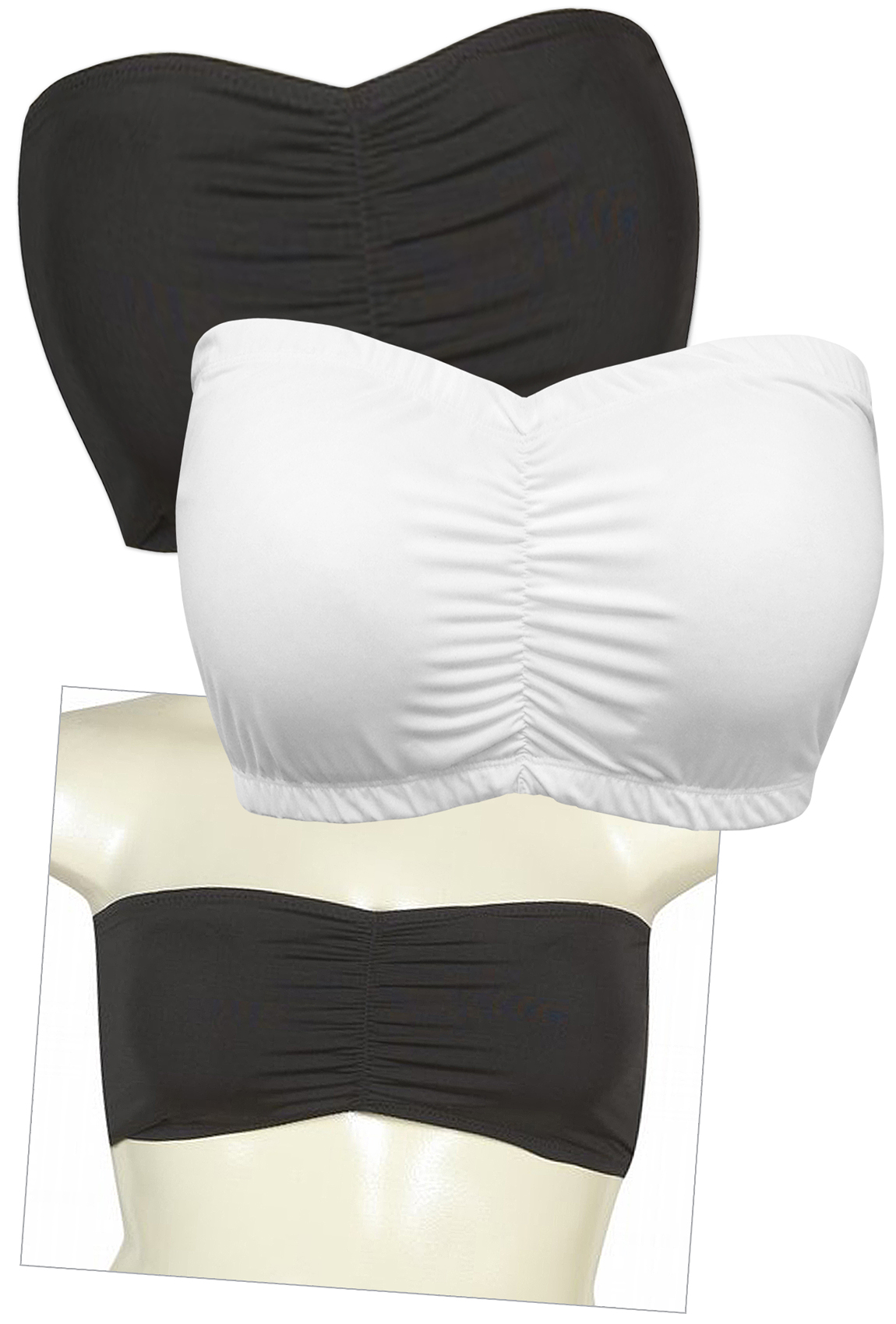 CLEARANCE! Black or White Plus Size Cotton or Spandex Tube-Top ...