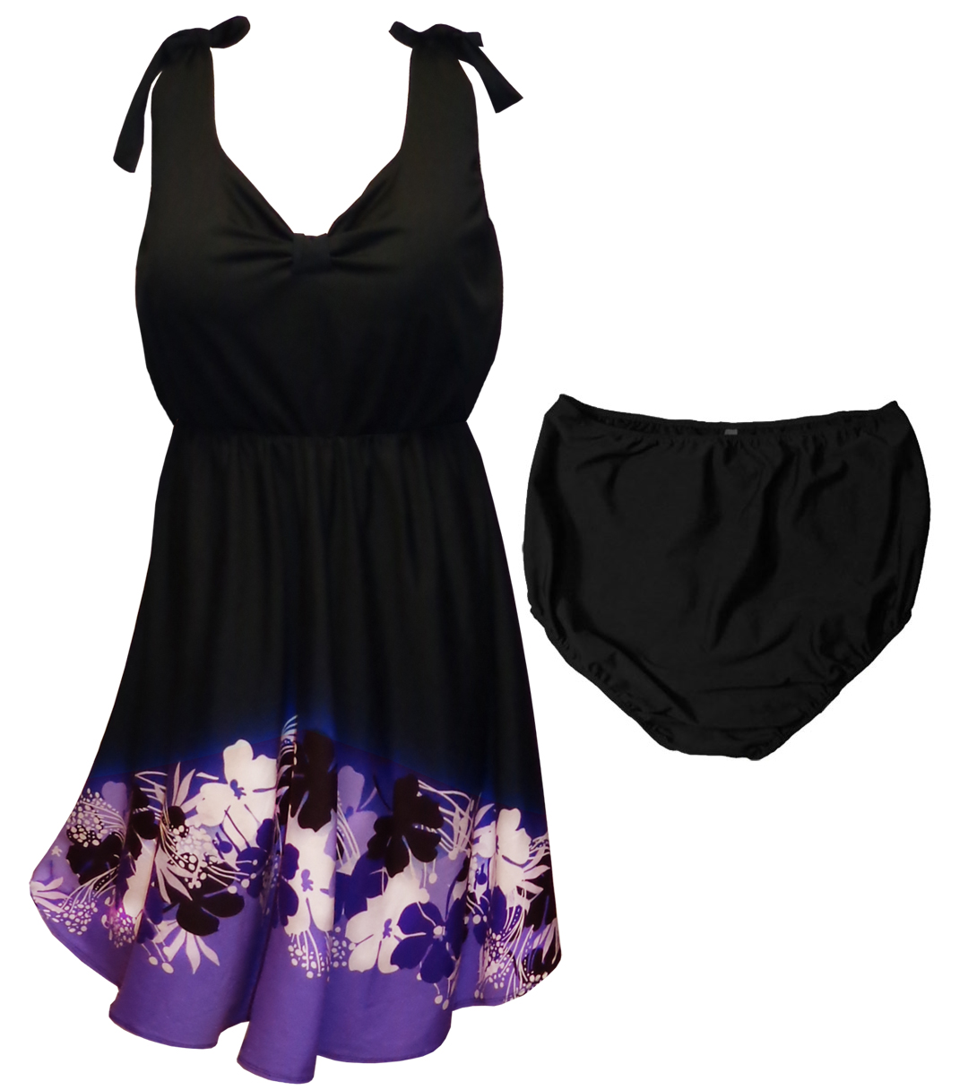 SOLD OUT! SALE! Pretty Purple Floral Tropical 2pc Swimdress Plus Size ...