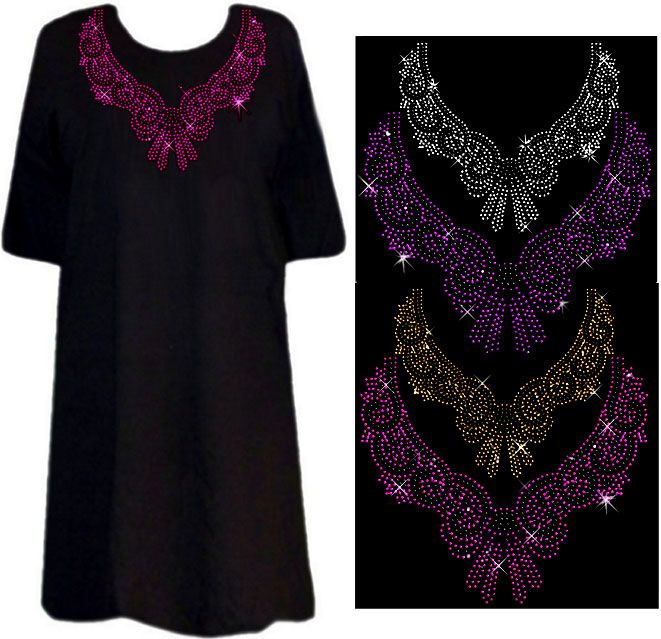 SOLD OUT! Black & Silver Rhinestone Neckline Plus Size T-Shirts 5xl