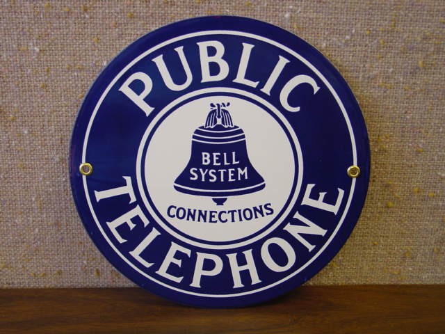 Bell System Public Telephone Porcelain Sign