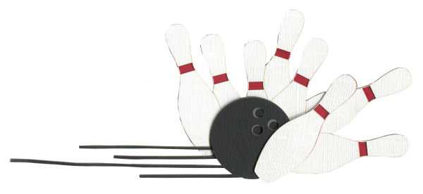 Bowling Pins with Bowling Ball Laser Die Cut