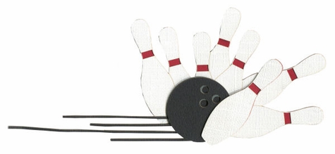 Bowling Pins with Bowling Ball Laser Die Cut