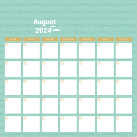 Calendar: August Print and Cut 12 x 12 Paper