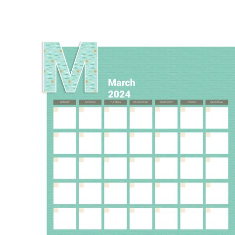 Calendar: March 2 Piece Print and Cut Kit