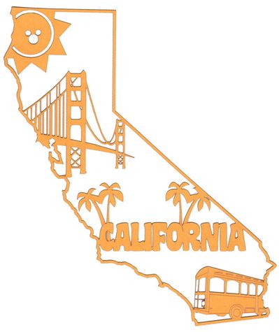 California Outline With Images Laser Die Cut