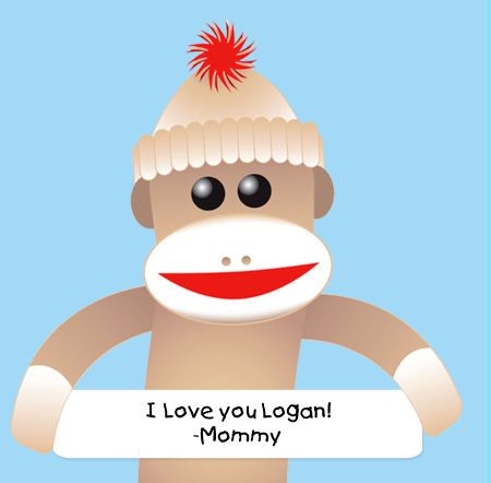 Custom Sock Monkey Blue 12 x 12 Paper