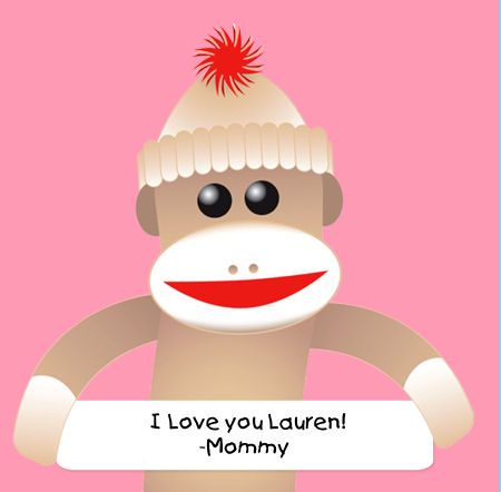 Custom Sock Monkey Pink 12 x 12 Paper