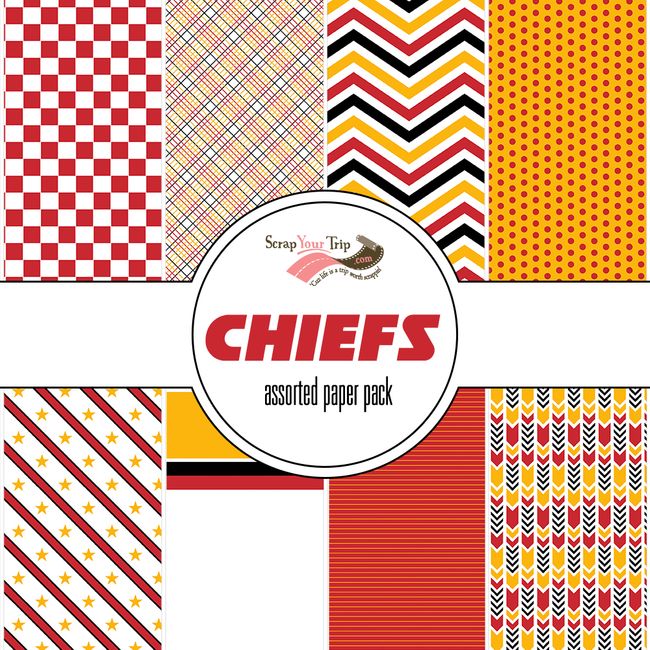 Kansas City Chiefs Pattern 12 x 12 Paper Pack