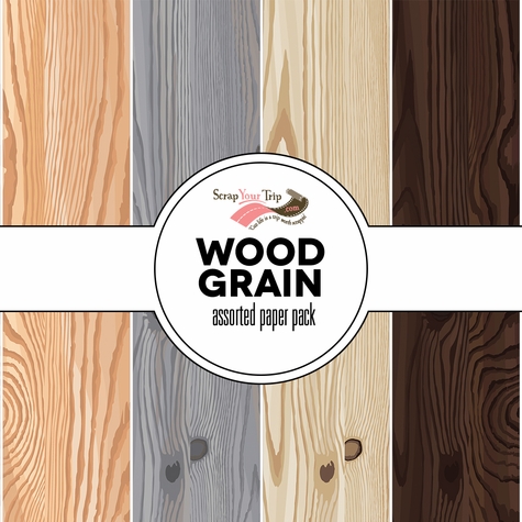 Wood Grain Assorted 12 x 12 Paper Pack