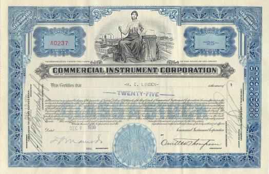 Commercial Instrument Corporation 1930