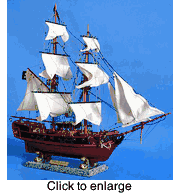 Assembled Wood Pirate Model Ship 37" White Sails