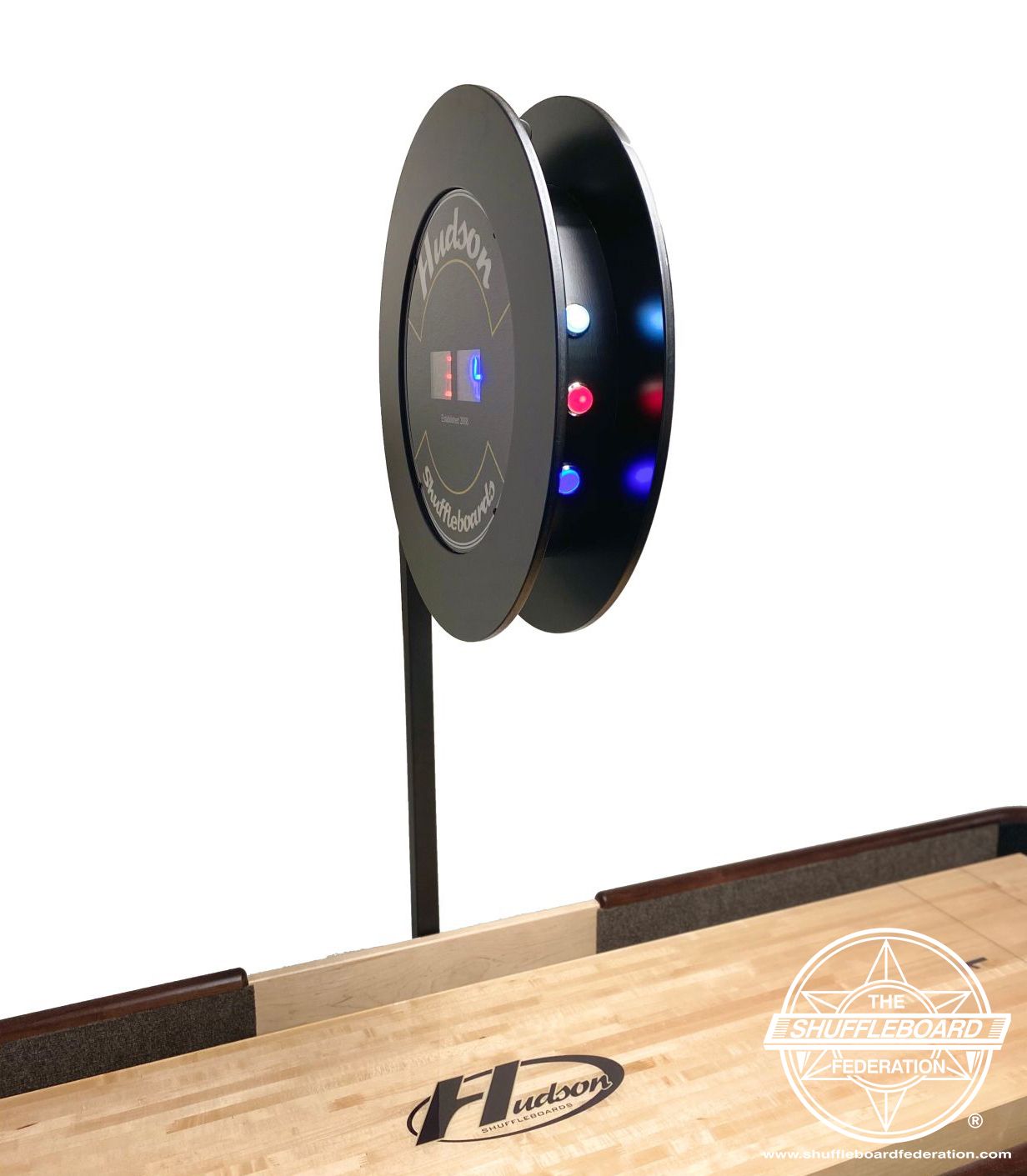 Hudson 18 Inch Round Electronic Shuffleboard Table Scoreboard