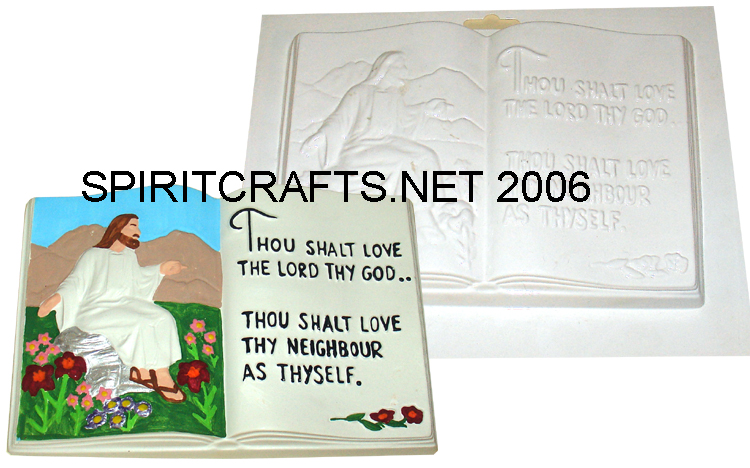 LOVE GOD BOOK PLASTER CRAFT MOLD 9" x 6"