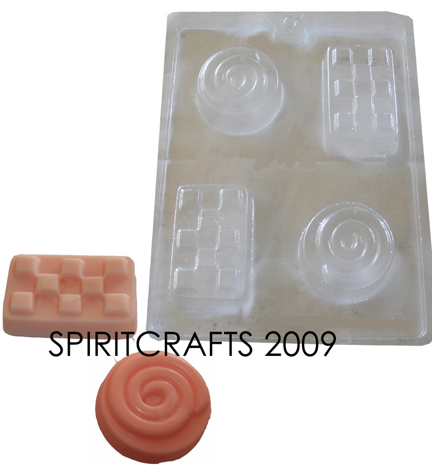 MASSAGE SOAP MOLD, SWIRLED ROUND AND BARS