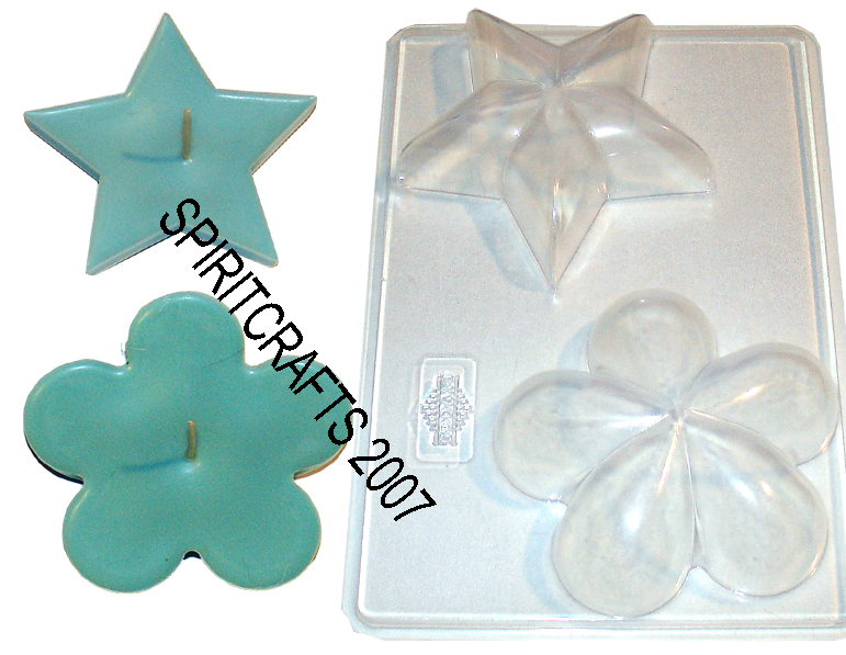 STAR AND FLOWER FLOATING CANDLE MOLD (2 WELL)