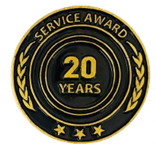 Beautiful 20-Year Service Anniversary Lapel Pins | TrophyCentral