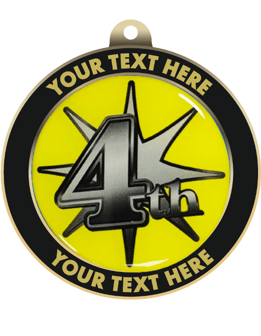 4th Place Insert Medals with Personalized Front Rim