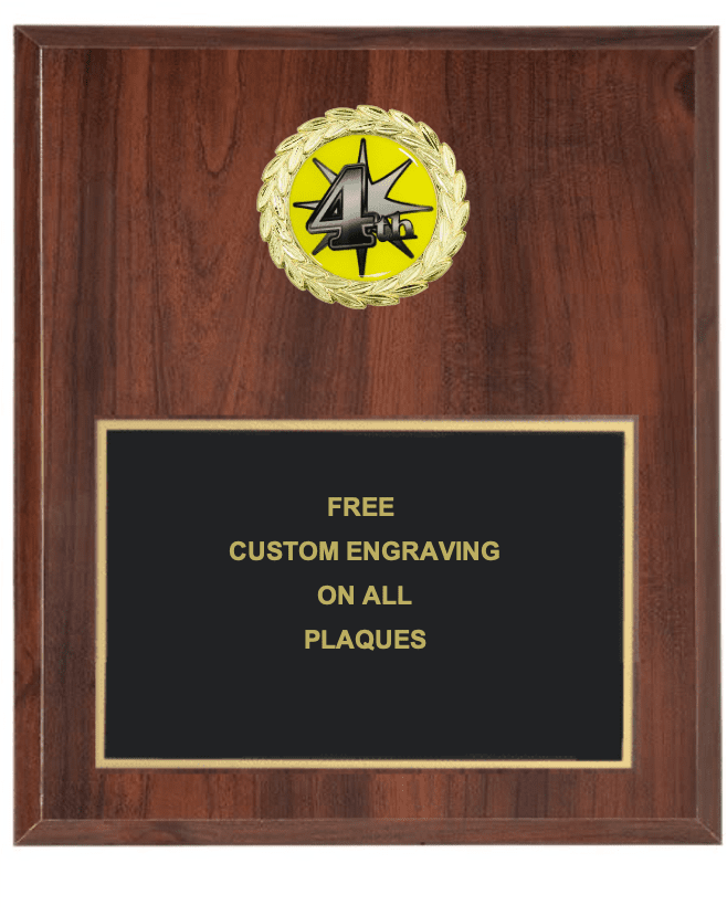 Beautiful 4th Place Insert Plaque from TrophyCentral