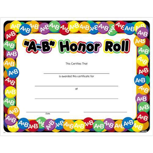 "A-B" Honor Roll Award Certificate | TrophyCentral