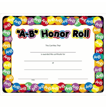 "A-B" Honor Roll Award Certificate | TrophyCentral