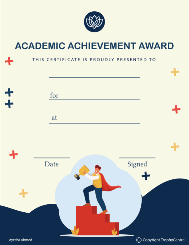 Free Academic Achievement Award Certificate Template | TrophyCentral