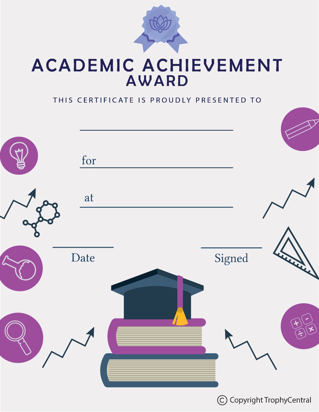 Academic Achievement Certificate Template | TrophyCentral