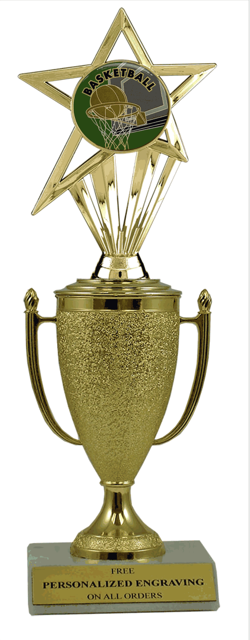 Basketball Insert Trophy With Real Marble Base, Cup And Free Engraving