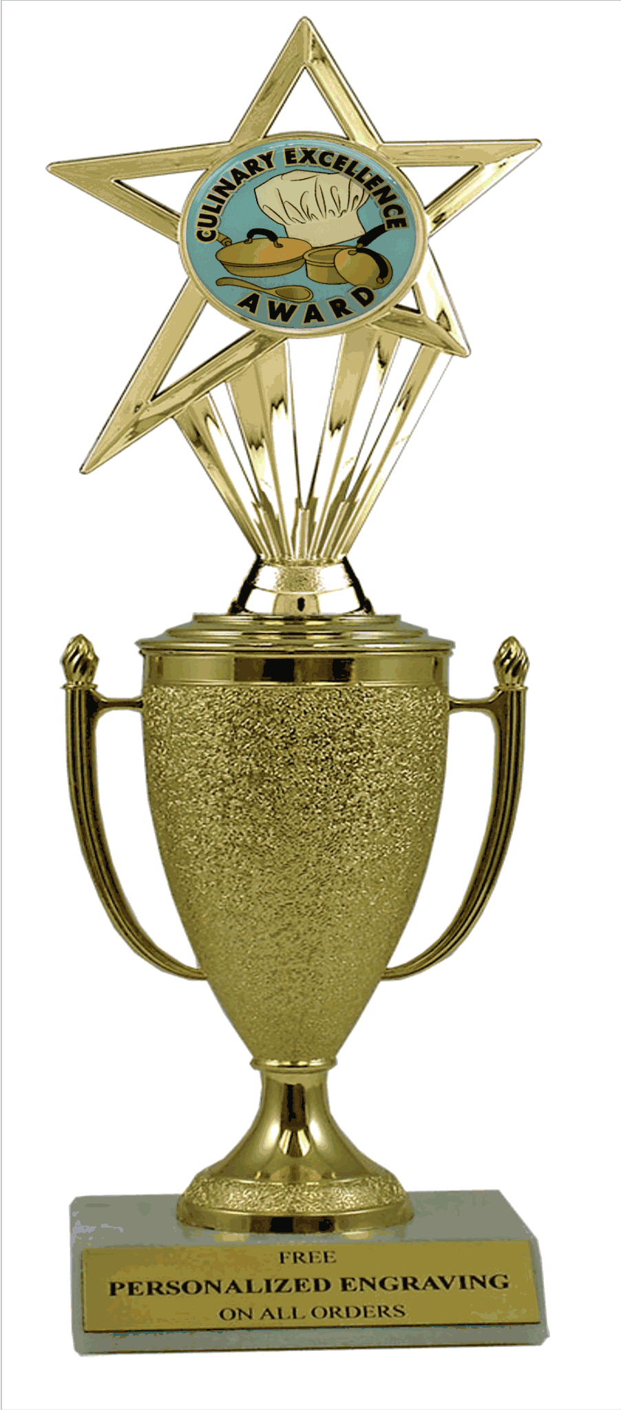 Culinary Insert Trophy With Real Marble Base, Cup And Free Engraving