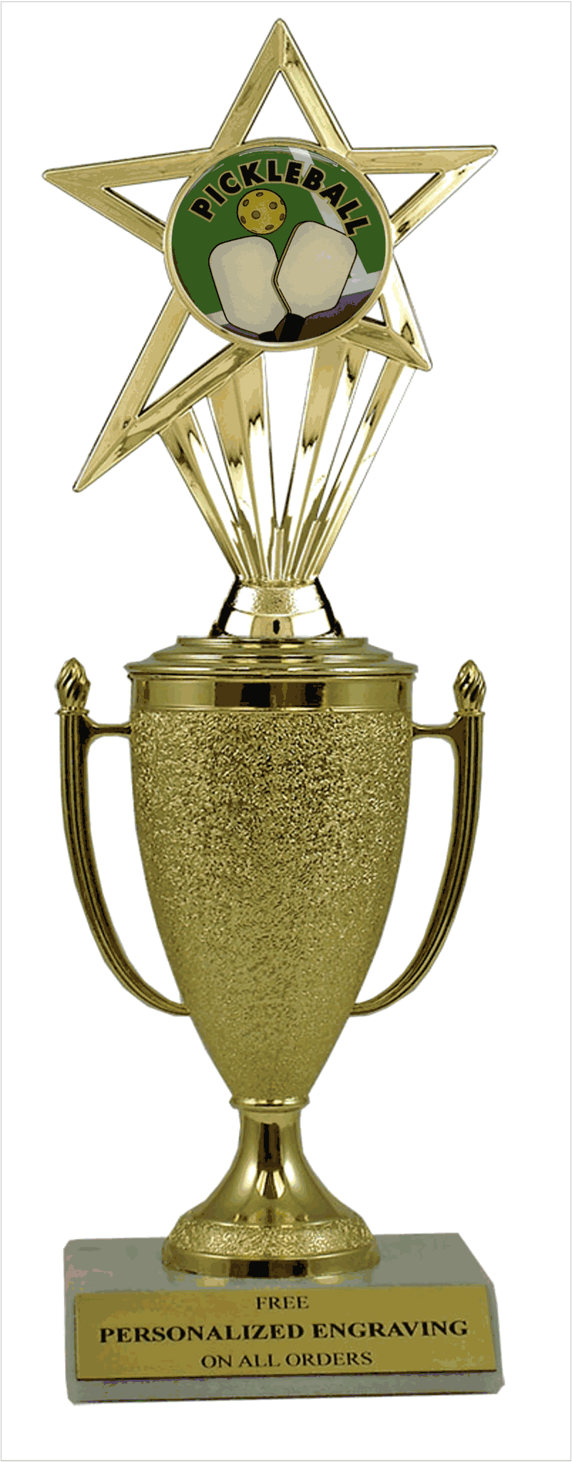 Pickleball Insert Trophy - Marble Base, Cup & Free Engraving