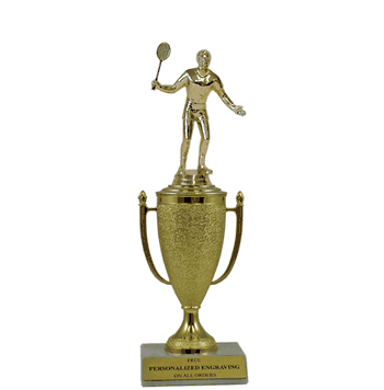 Badminton Trophy With Real Marble Base, Cup And Free Engraving