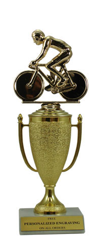 Biking Trophy With Real Marble Base, Cup And Free Engraving