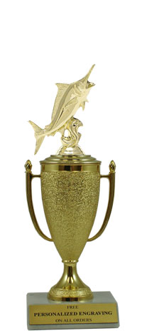 Marlin Fish Trophy With Real Marble Base, Cup And Free Engraving