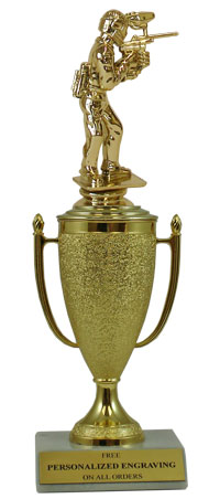 Paintball Trophy With Real Marble Base, Cup And Free Engraving