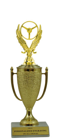 Car Show, Winged Wheel Trophy With Real Marble Base, Cup And Free Engraving