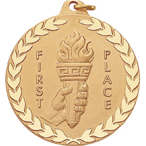 2" 1st, 2nd 3rd Place Medallions with Torch Design