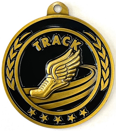Antique Gold Medal with Track Design | TrophyCentral