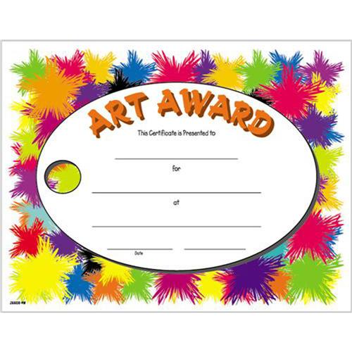 Colorful Art Award Certificates - 8 1/2" x 11" | TrophyCentral