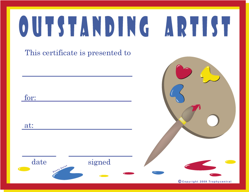 Free Art Certificates, Printable Art Certificate, Art Award Certificate