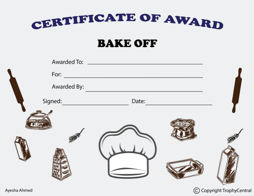 Free Bake-off Award Certificate Template | TrophyCentral