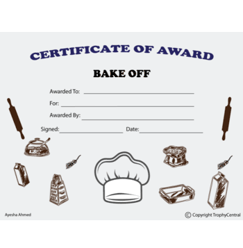 Free Bake-off Award Certificate Template | TrophyCentral
