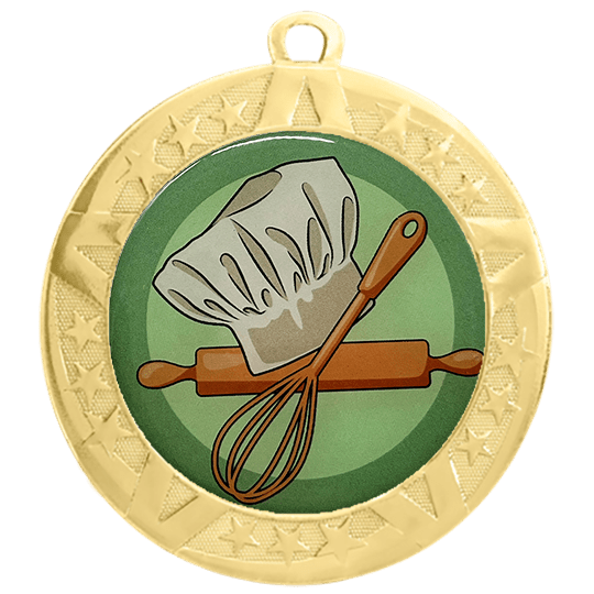 2 3/4 inch Baking Medals with a gold frame and 2 inch Epoxy dome ...