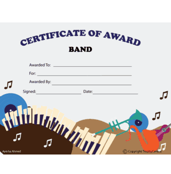 Free Band Award Certificate Template | TrophyCentral