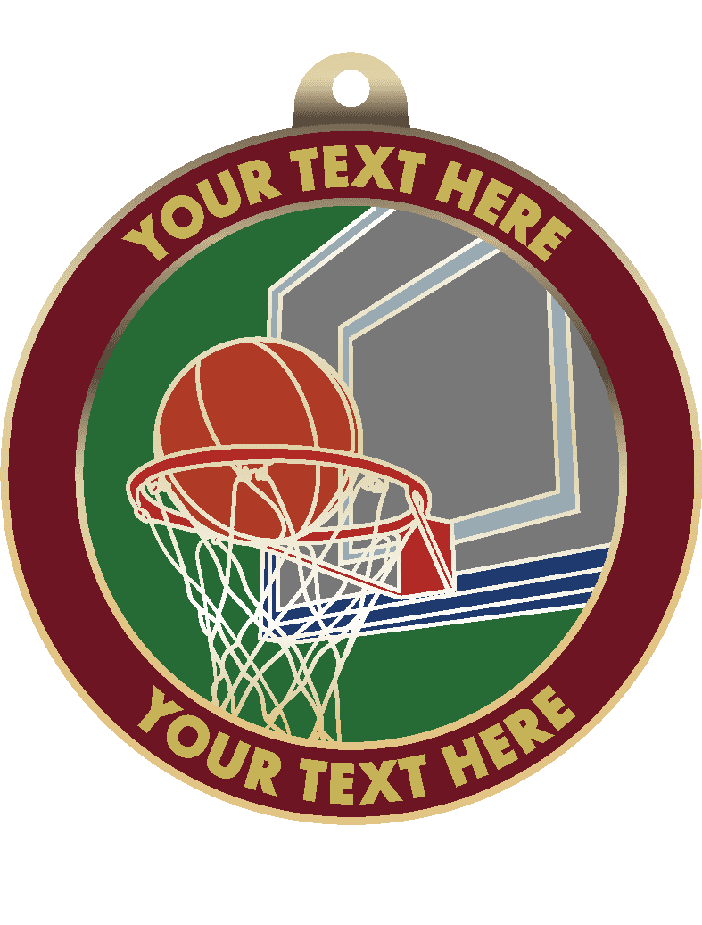 Colorful Basketball Insert Medals with Customizable Front Rim ...
