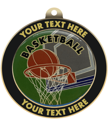 Colorful Basketball Insert Medals with Customizable Front Rim ...
