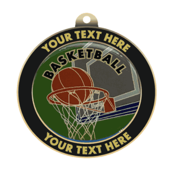 Colorful Basketball Insert Medals with Customizable Front Rim ...