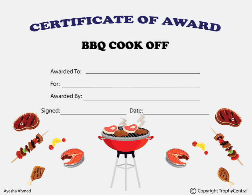 Free BBQ Cook-off Award Certificate Template | TrophyCentral