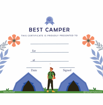 Free Best Camper Award (Boys) Certificate Template | TrophyCentral