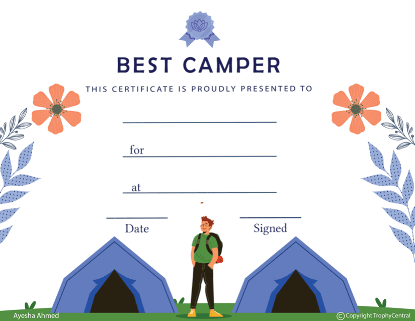 Free Best Camper Award (Boys) Certificate Template | TrophyCentral