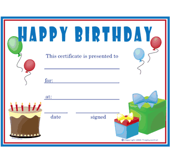 Printable Birthday Certificate